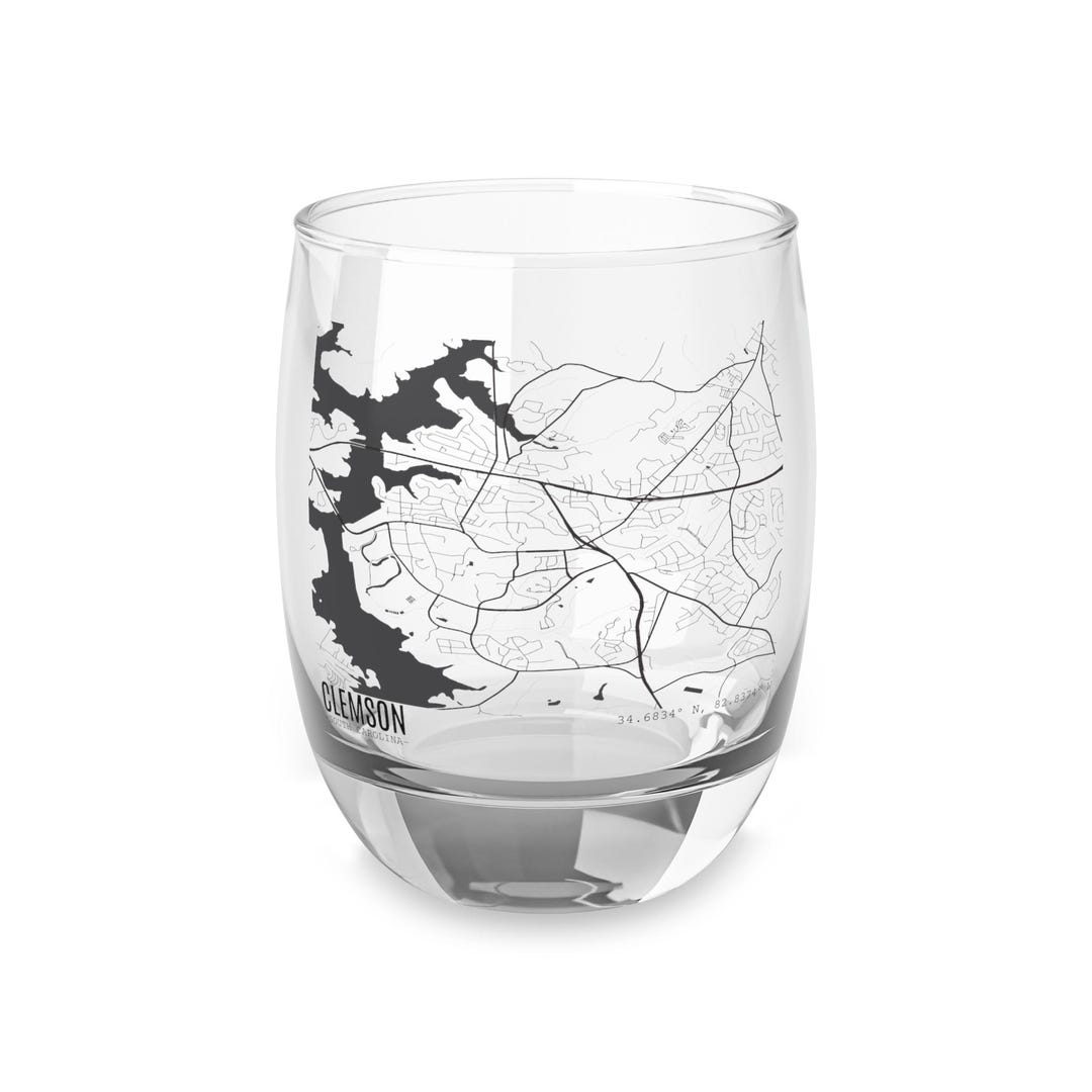 Map Clemson South Carolina Stemless Wine / Whiskey / Cocktail Glass ...