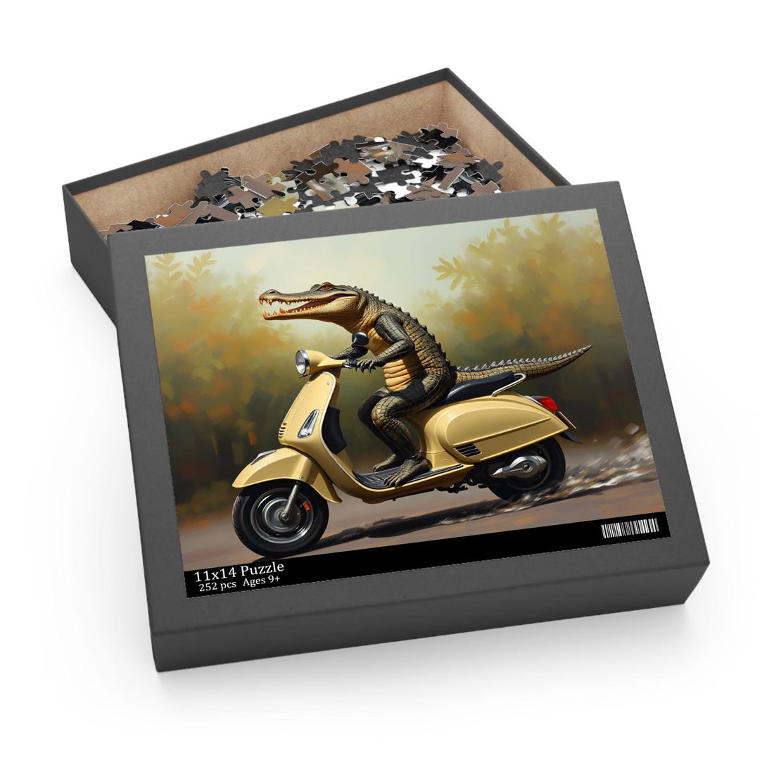 Puzzle, Alligator Riding A Scooter Moped Jigsaw, Adult Puzzle, Family ...
