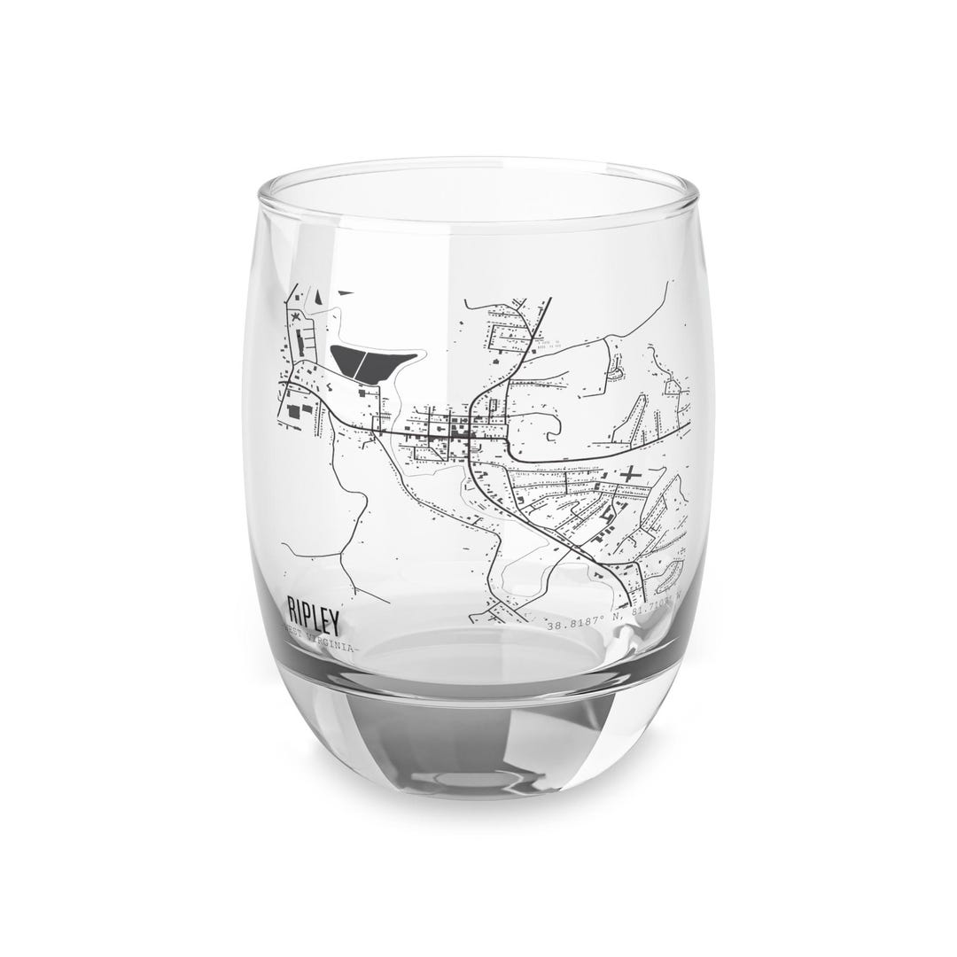Map of Ripley West Virginia Stemless Wine/ Whiskey / Cocktail Glass ...