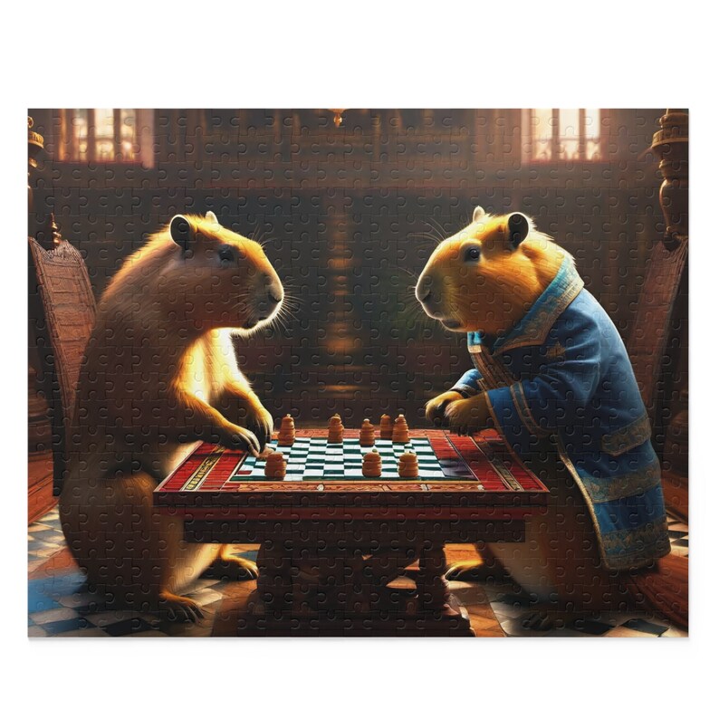 Puzzle, Capybara Playing A Board Game Jigsaw Puzzle, Fun Family Jigsaw ...