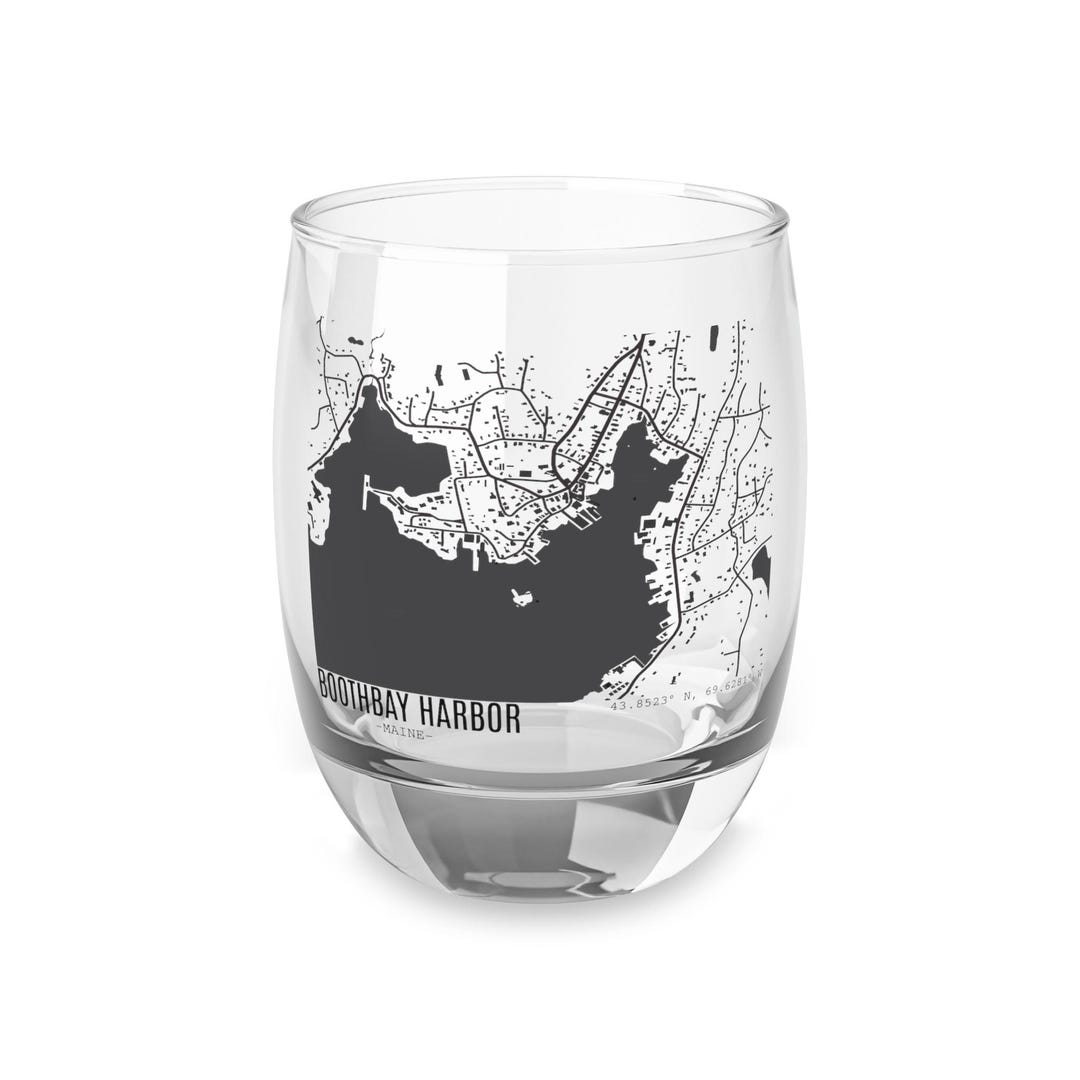 Map of Boothbay Harbor Maine Stemless Wine / Whiskey / Cocktail Glass ...