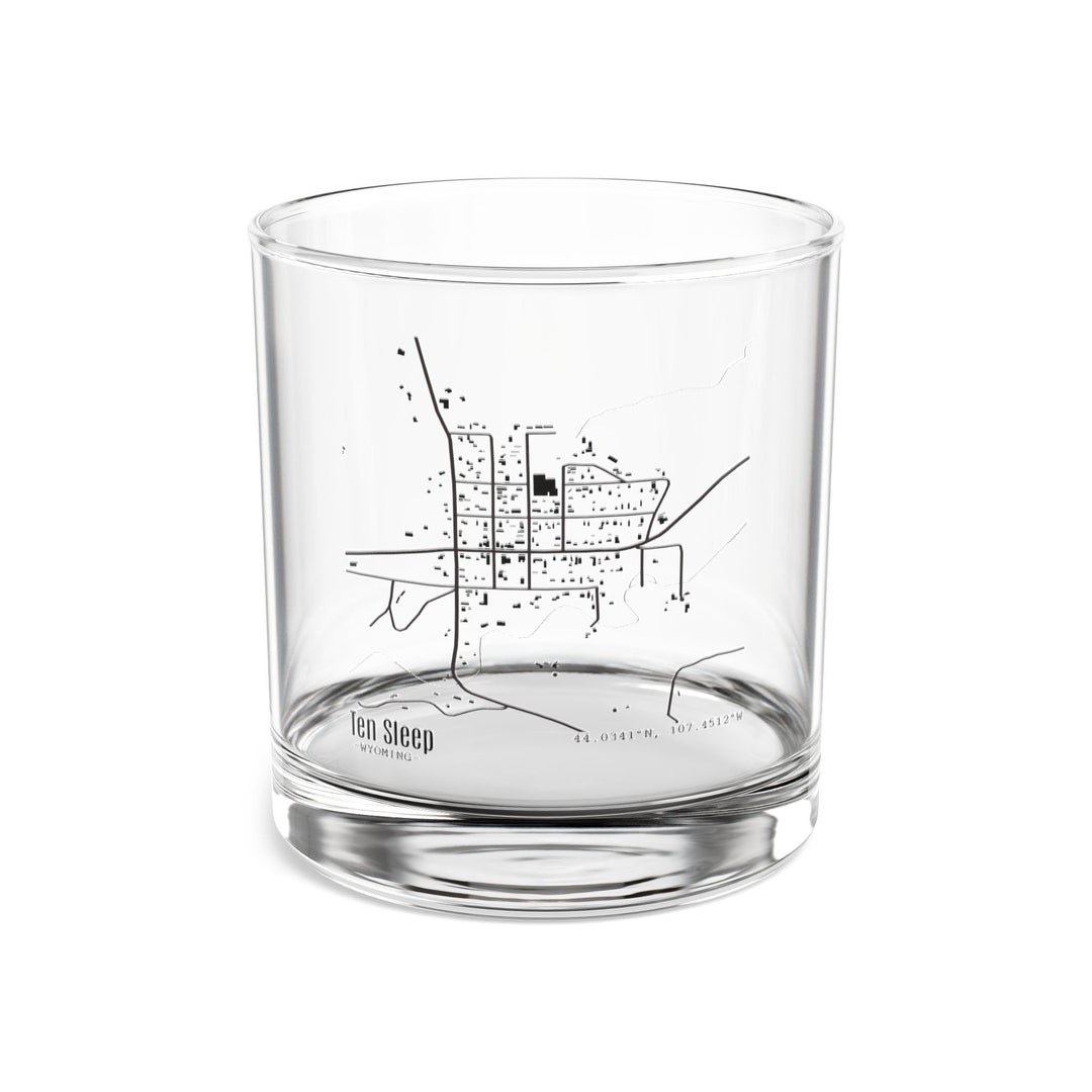 Map of Ten Sleep Wyoming Cocktail Glass, Map of Wyoming Gift, Map of ...