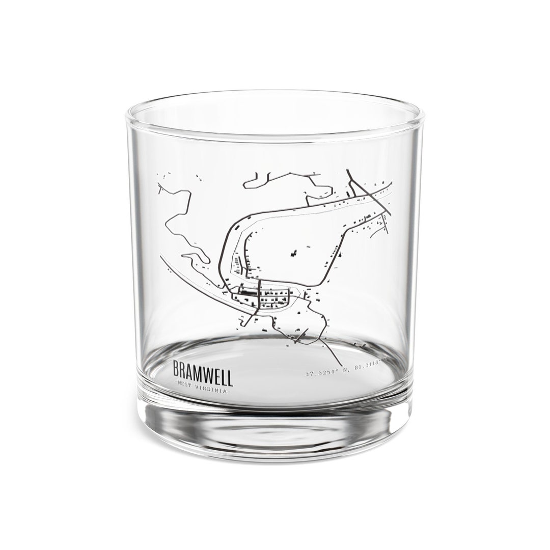 Map of Bramwell, West Virginia Cocktail Glass, Map of Bramwell, Unique ...