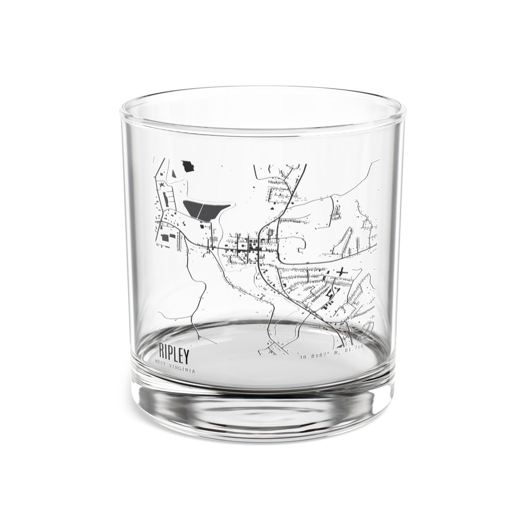 Map of Ripley, West Virginia Cocktail Glass, Map of Ripley, Unique West ...