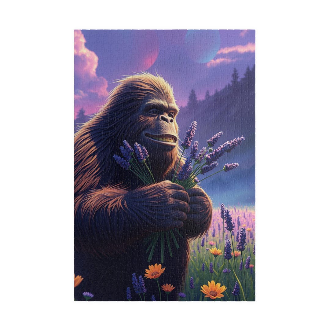 Puzzle Bigfoot / Sasquatch Holding Lavender, Unique Jigsaw, Bigfoot ...