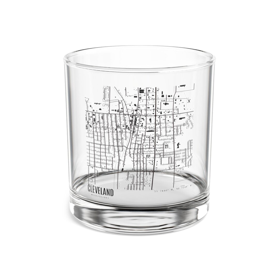 Map of Cleveland, Mississippi Cocktail Glass, Map of Cleveland Rocks ...