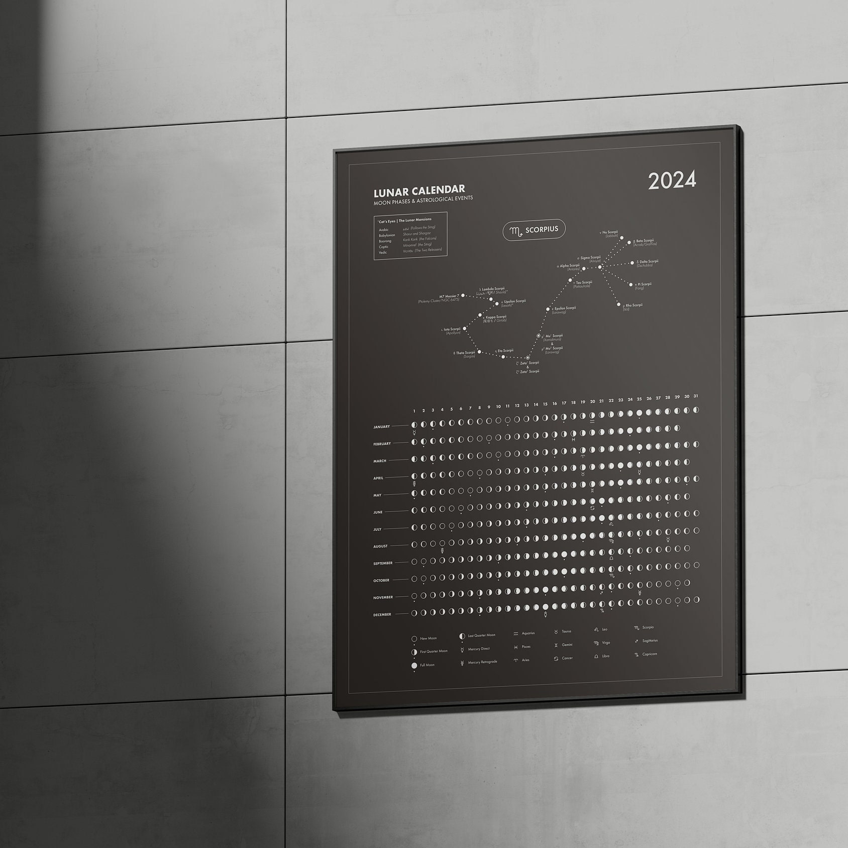 Scorpio – 2024 Lunar Calendar Poster (astrology Edition) - Etsy