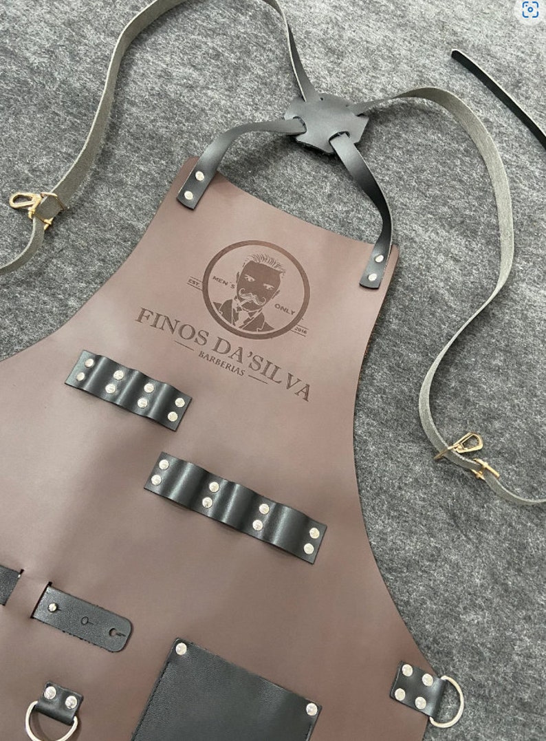 Mandil Premium de Piel Genuina Personalizable (Delantal Parrillero ...