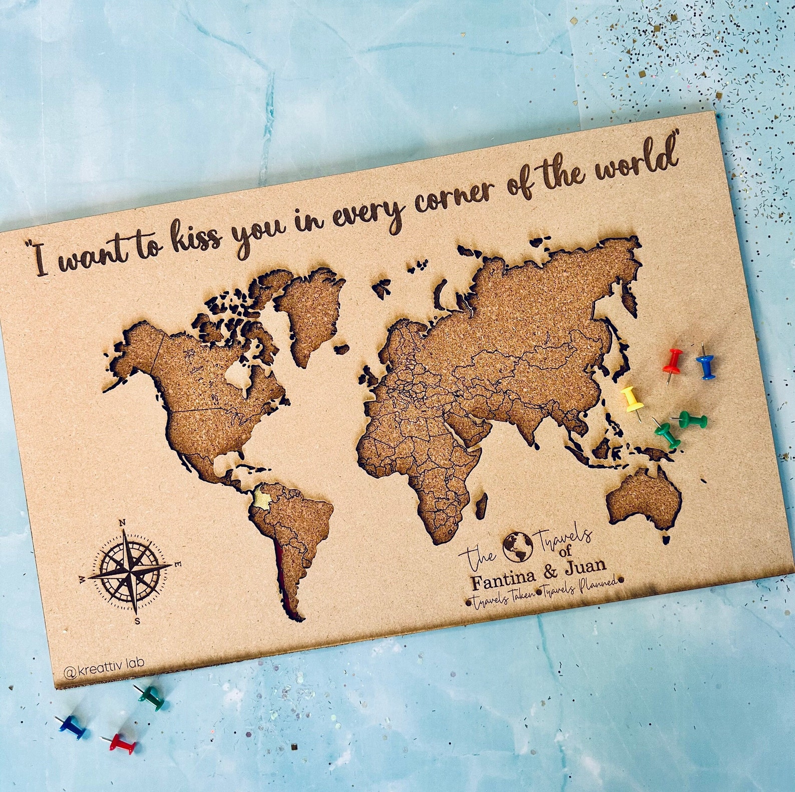 Mapa Destinos/ World Map Destinations / Map to Fill/ World Map Cork and ...