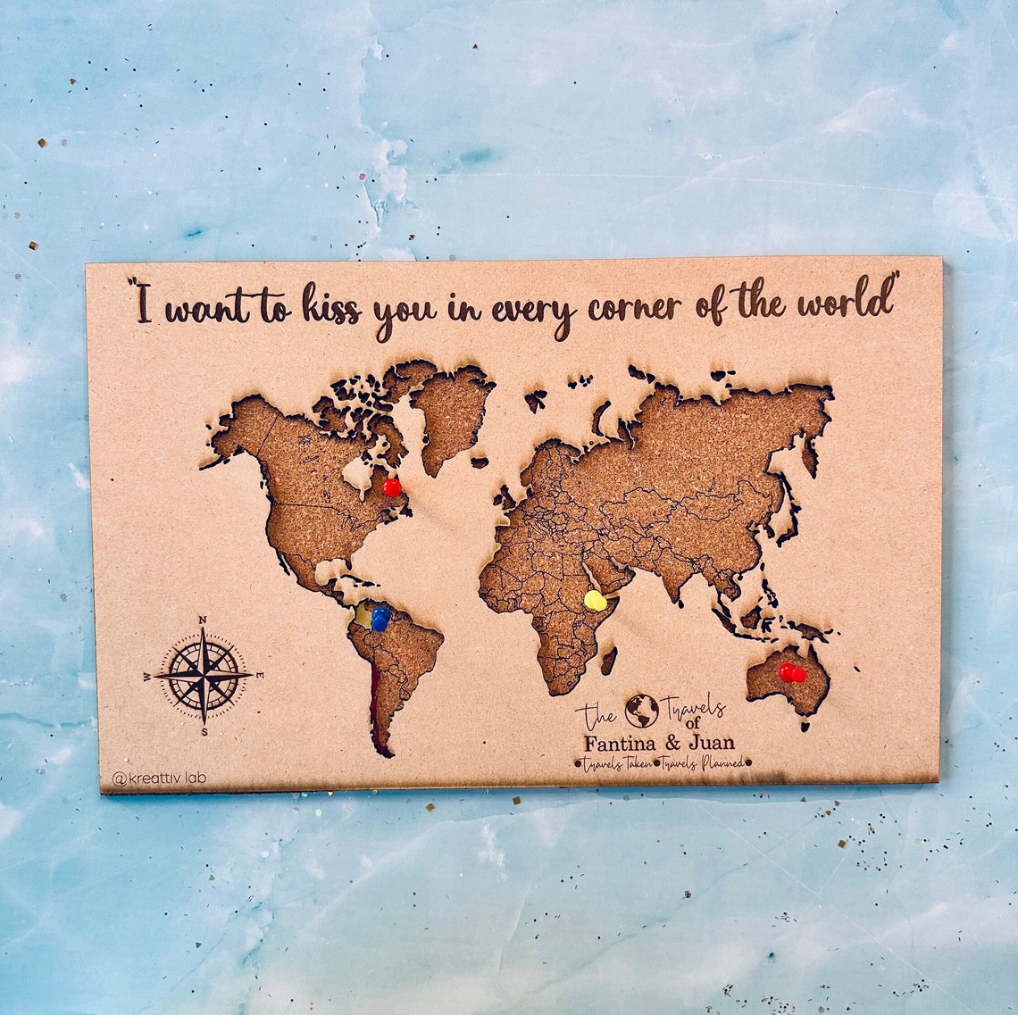 Mapa Destinos/ World Map Destinations / Map to Fill/ World Map Cork and ...