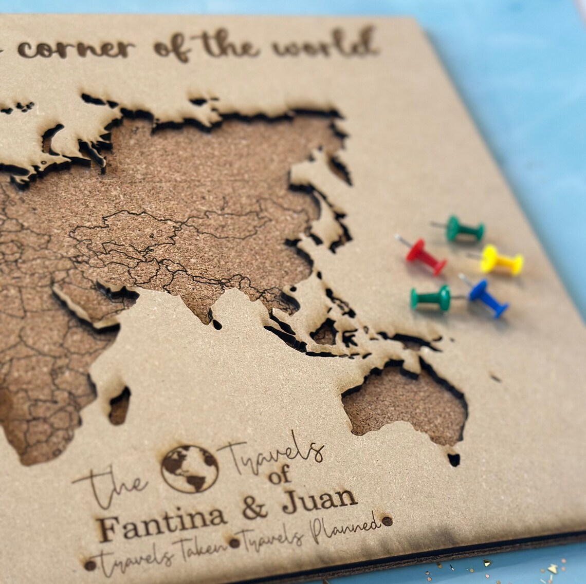 Mapa Destinos/ World Map Destinations / Map to Fill/ World Map Cork and ...