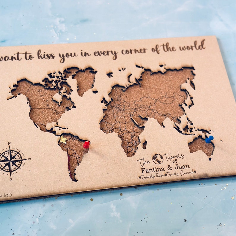 Mapa Destinos/ World Map Destinations / Map to Fill/ World Map Cork and ...