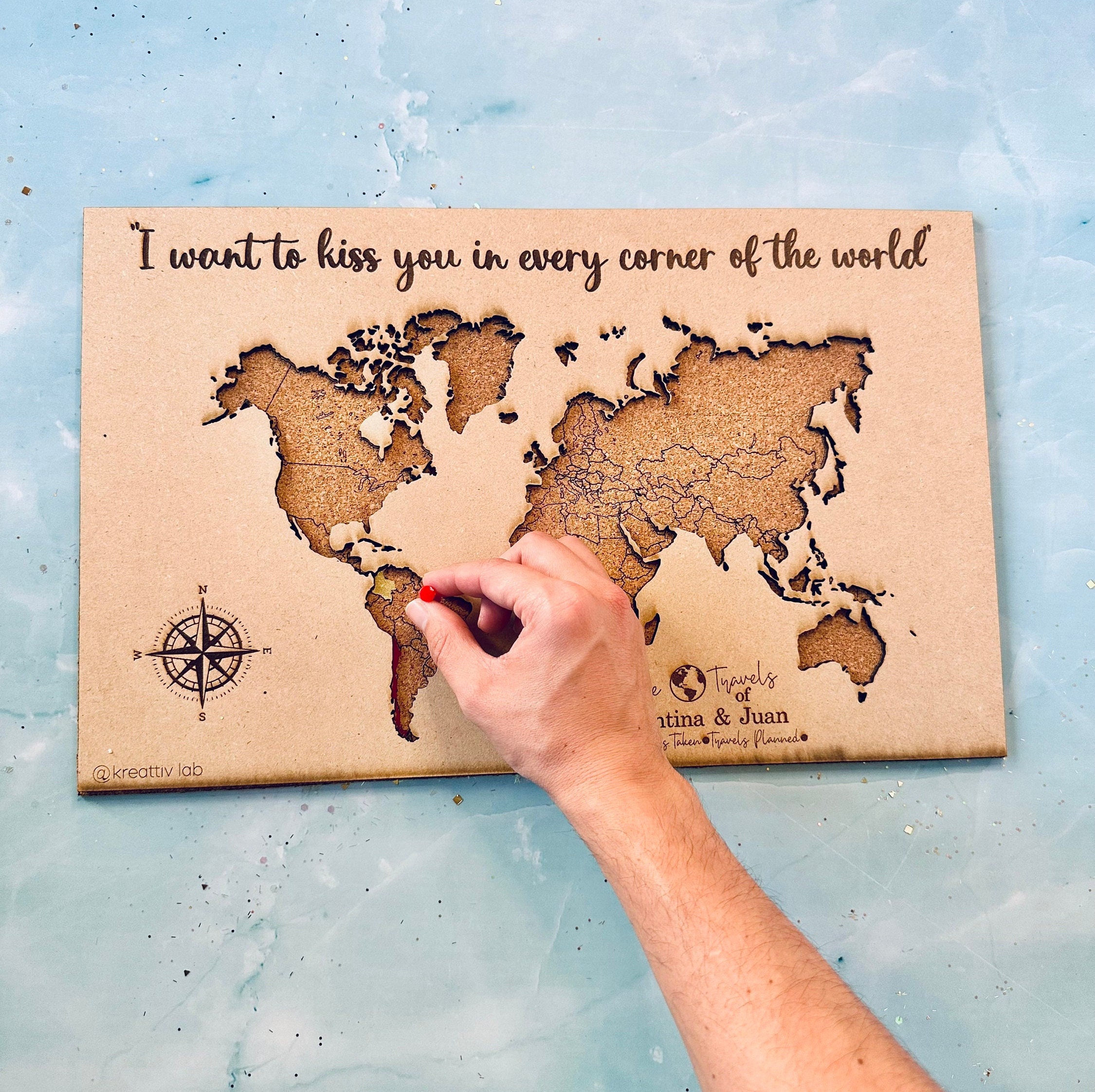 Mapa Destinos/ World Map Destinations / Map to Fill/ World Map Cork and ...