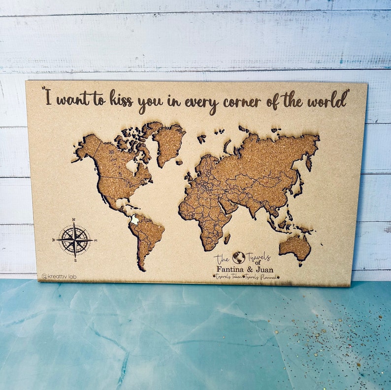 Mapa Destinos/ World Map Destinations / Map to Fill/ World Map Cork and ...