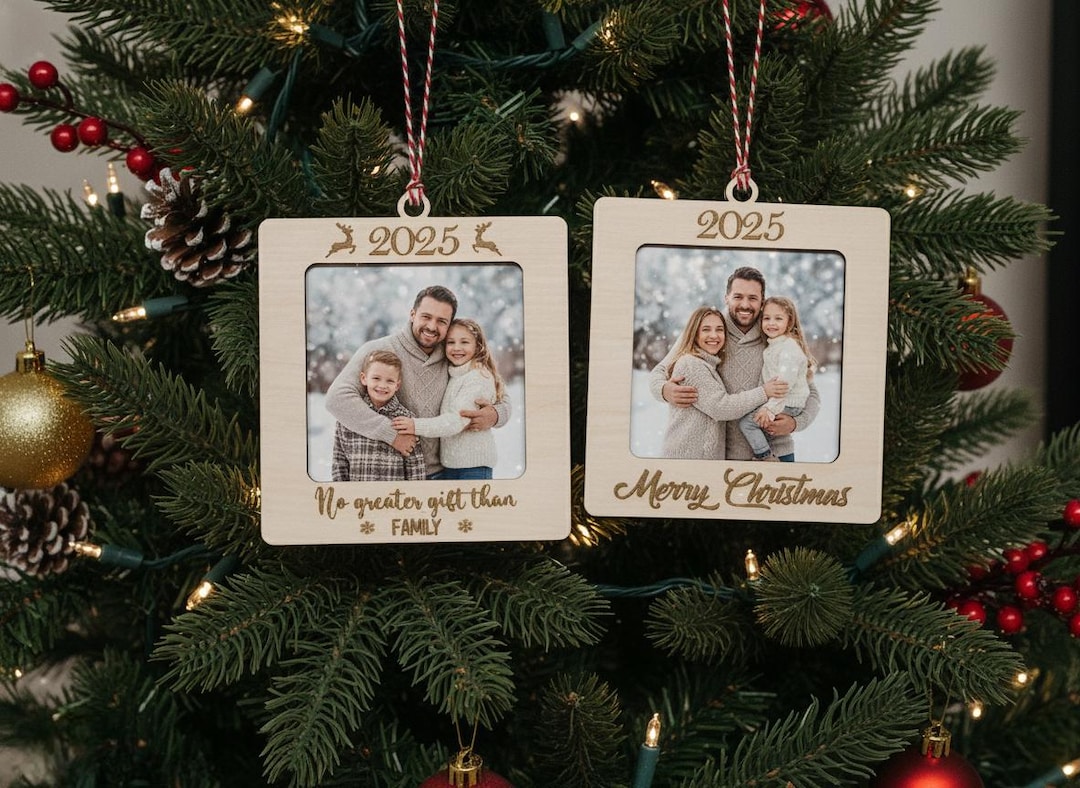 Personalized Photo Frame Ornament • Custom Wood Christmas Picture ...