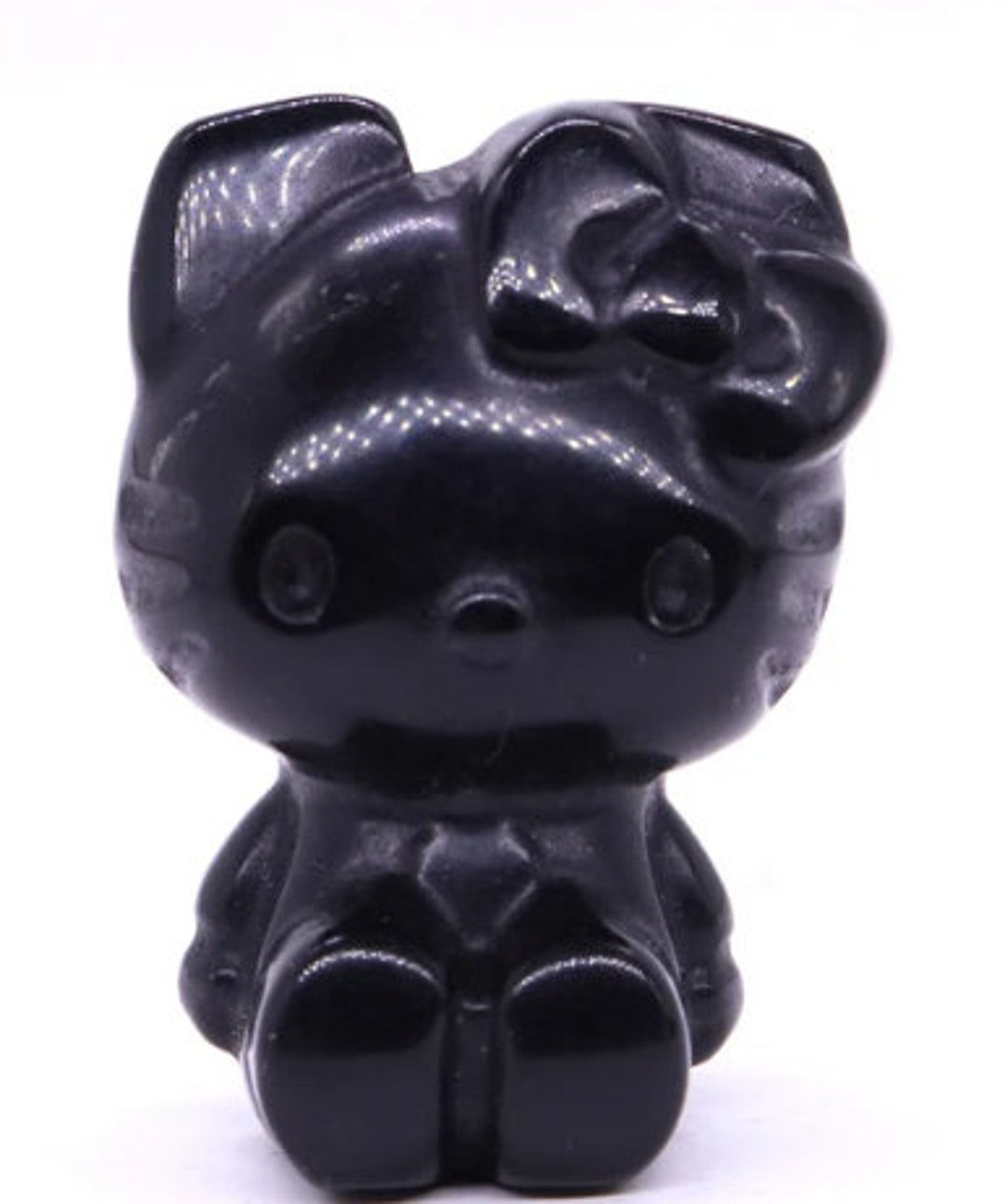 Hello Kitty Black Obsidian Hand Carved Natural Stone Figure - Etsy