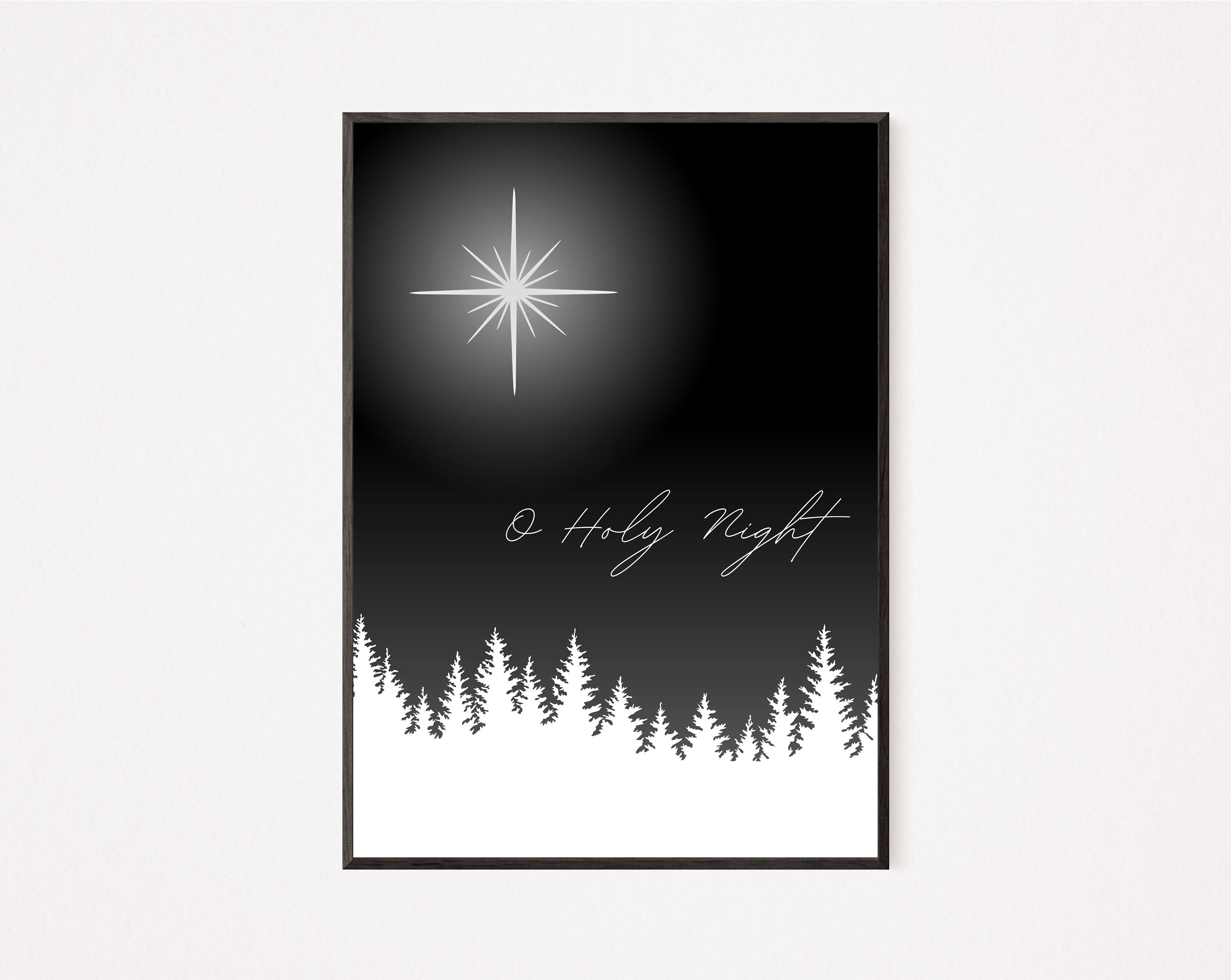 O Holy Night Print Holiday Printable Wall Art Black and - Etsy