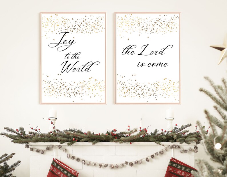 Joy to the World Print Set of 2 Christmas Wall Art Holiday - Etsy