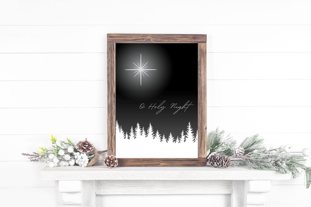 O Holy Night Print Holiday Printable Wall Art Black and - Etsy
