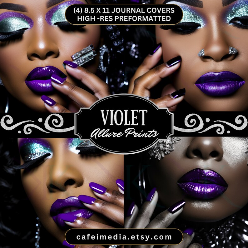 Violet Allure Beautiful Black Girl Art | AI Digital Wall Art | Notebook ...