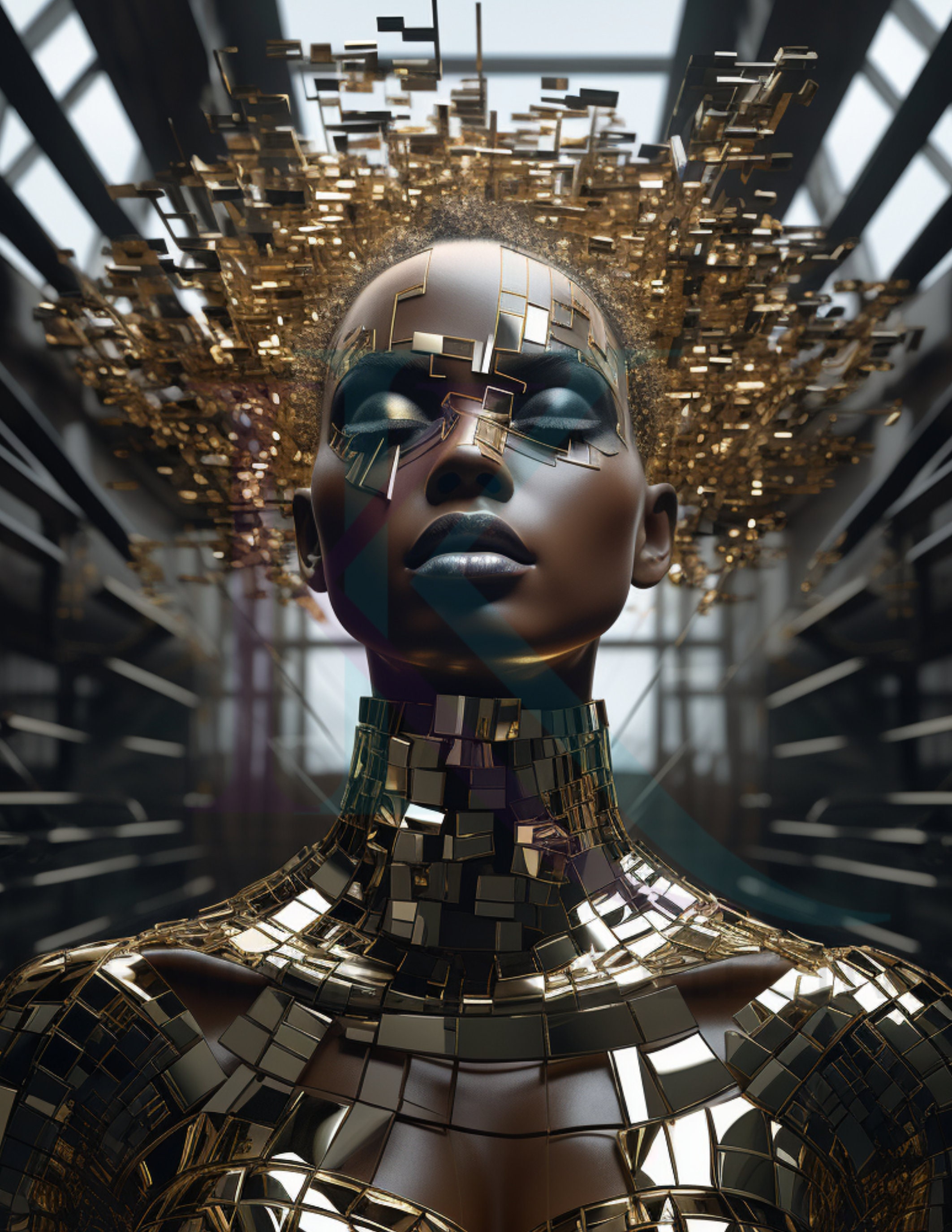 Golden Synapse - Black Woman Art, Black Girl Wall Art, Digital Art ...