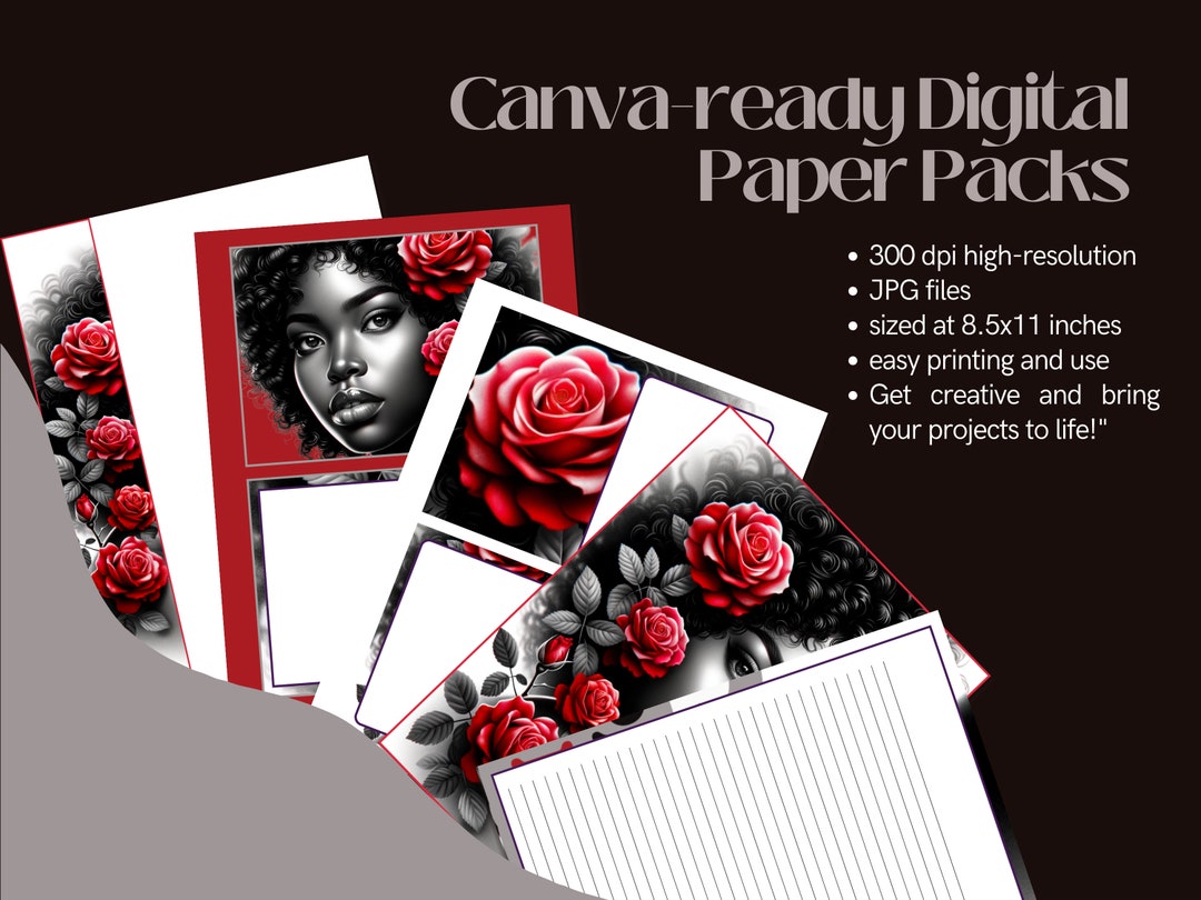 Ebony Rose Stationery: Printable Writing Paper, Scrapbook Paper ...