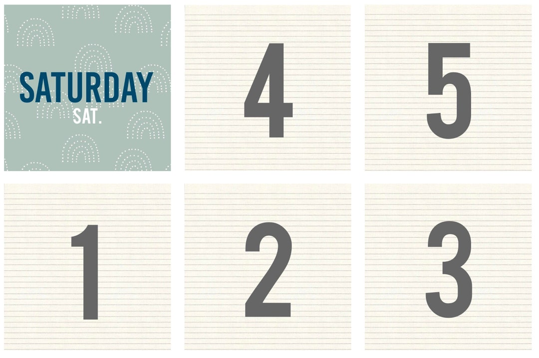 Calendar Squares - Days of the Week & Dates - Etsy