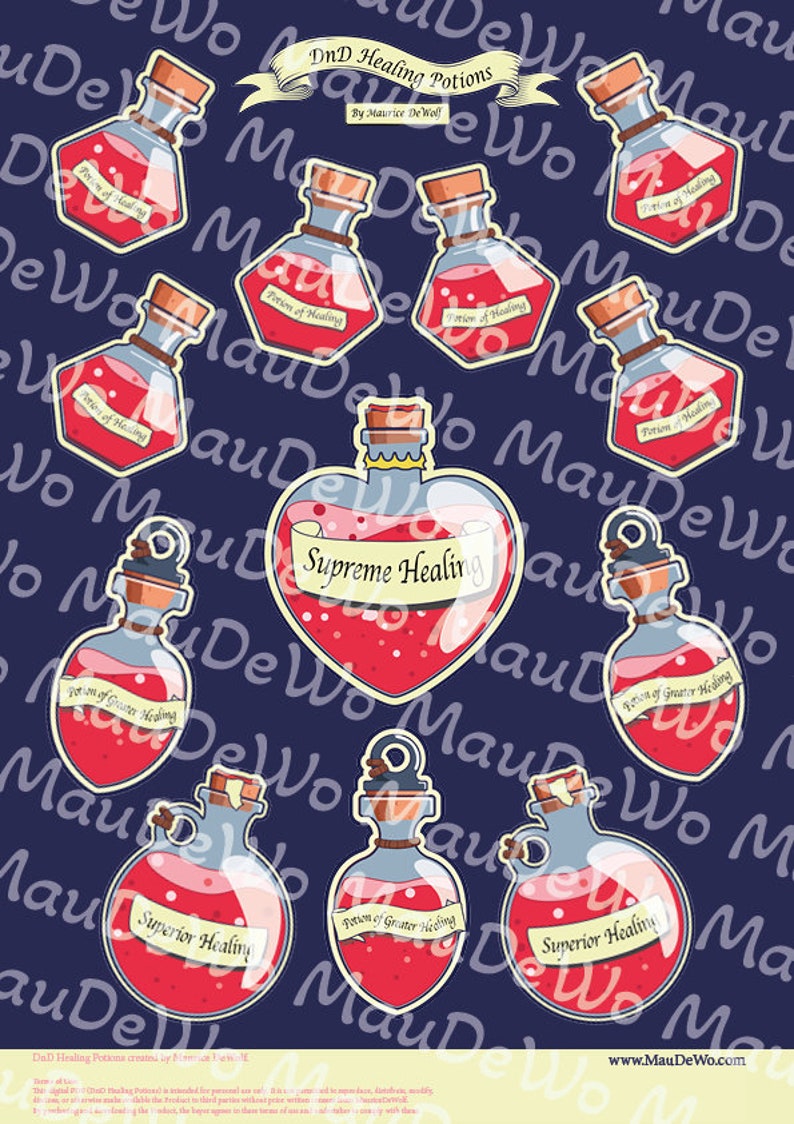 Dnd Printable Healing Potions - Etsy