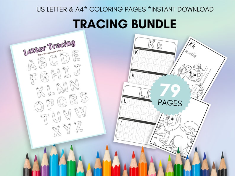 ABC Tracing & Animal Alphabet Coloring Book Pages 79 Pages of Printable ...