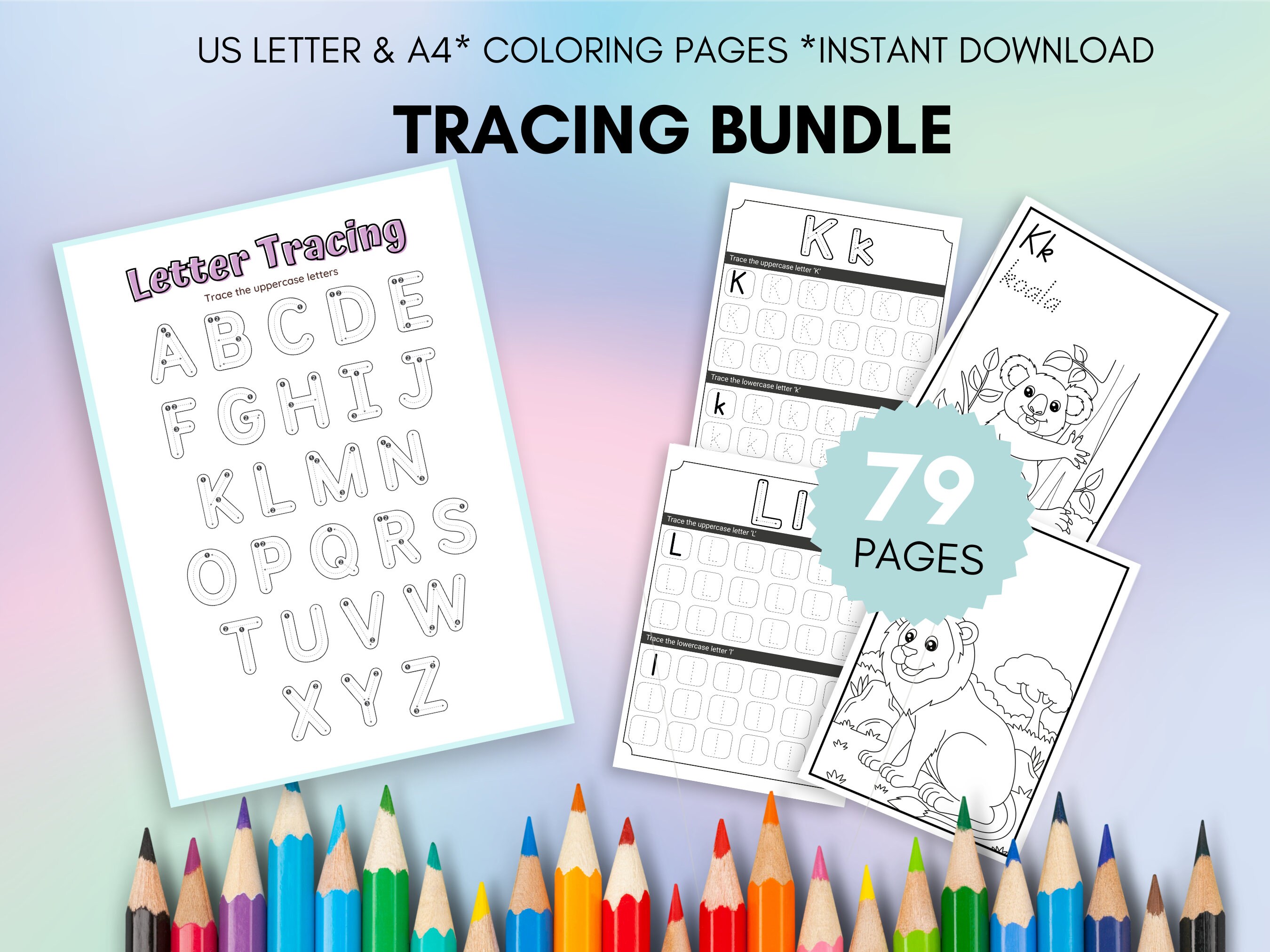 ABC Tracing & Animal Alphabet Coloring Book Pages 79 Pages of Printable ...