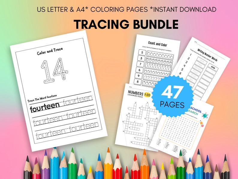 1-20 Number Tracing Worksheets | 47 Pages of Printable Number ...