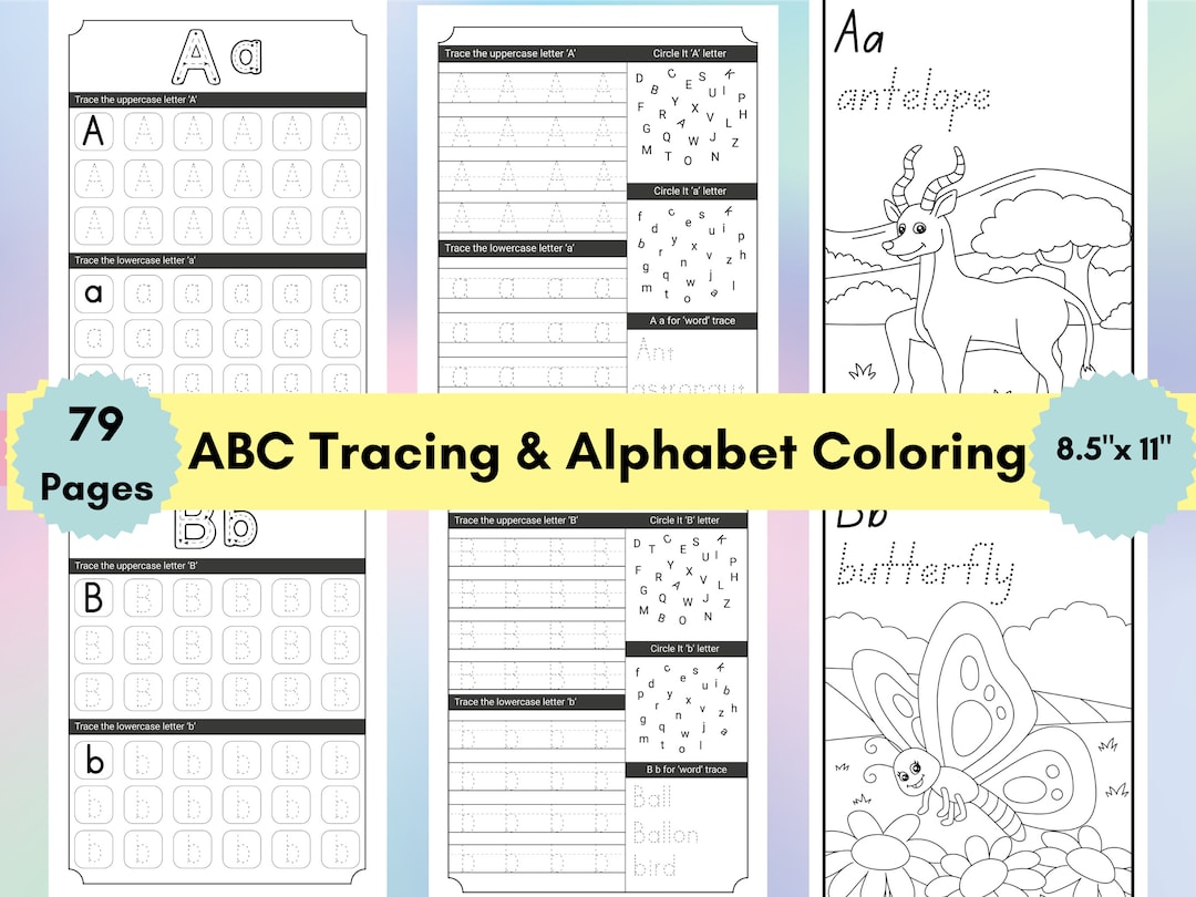 ABC Tracing & Animal Alphabet Coloring Book Pages | 79 Pages of ...