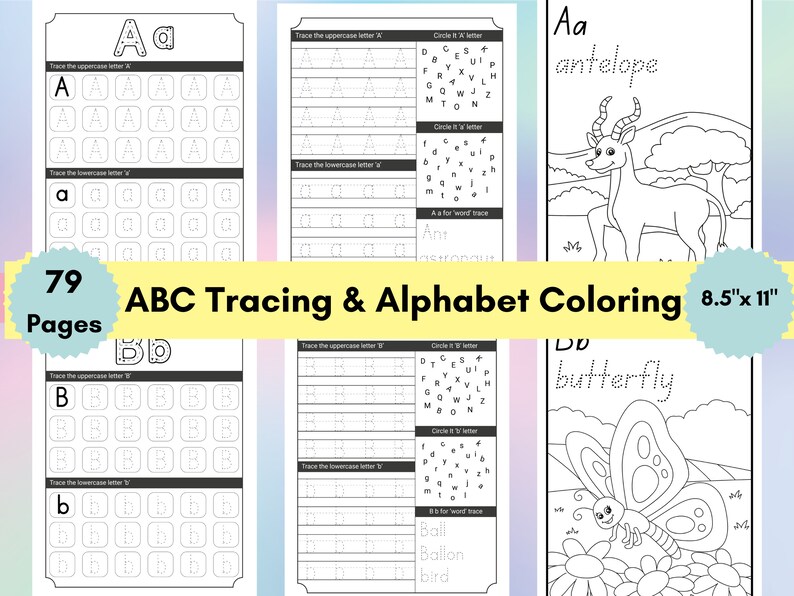 ABC Tracing & Animal Alphabet Coloring Book Pages | 79 Pages of ...