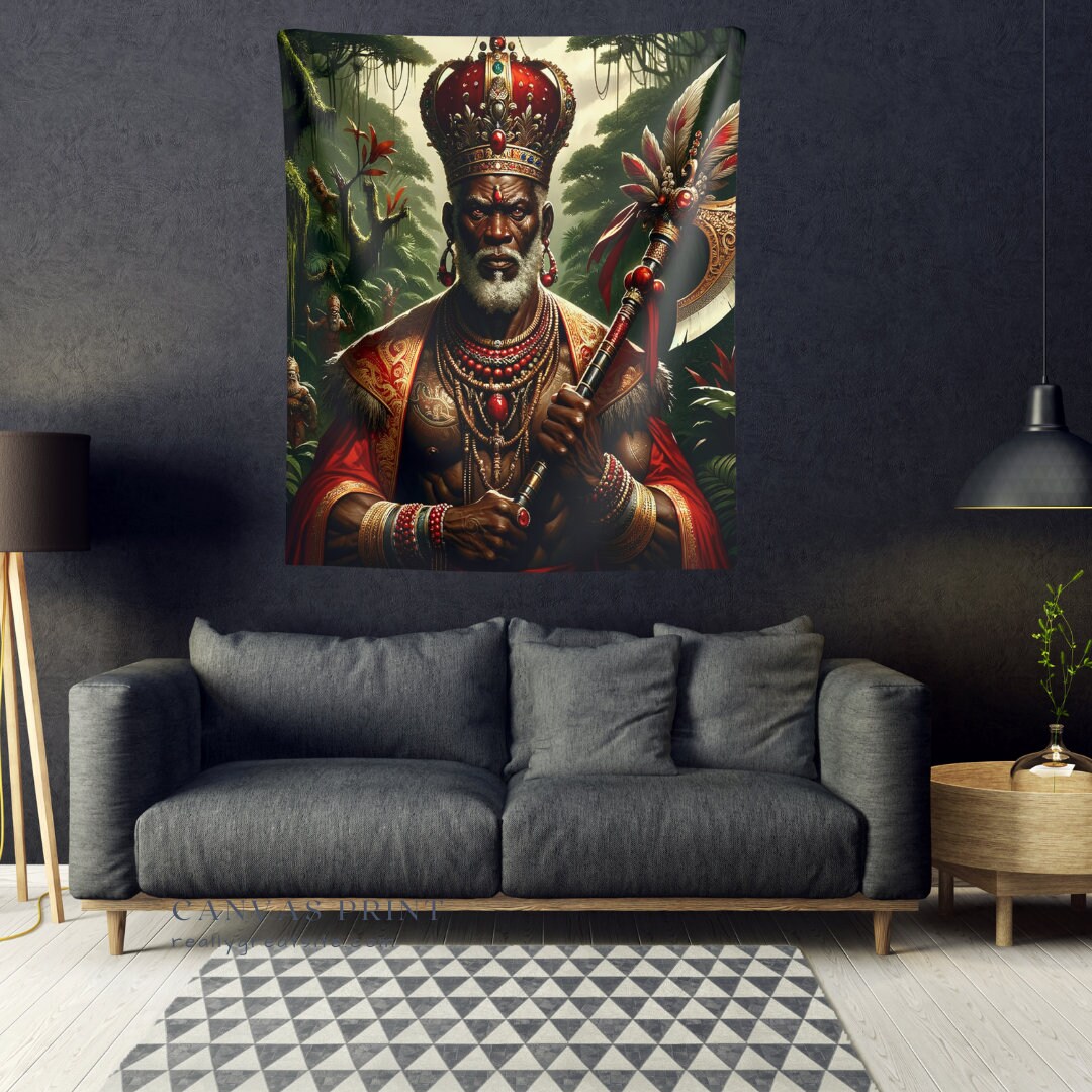Tapestry Shango Panel De Trono Regla De Ocha Wall Art Tapestries Home Decor Santeria Wall ...