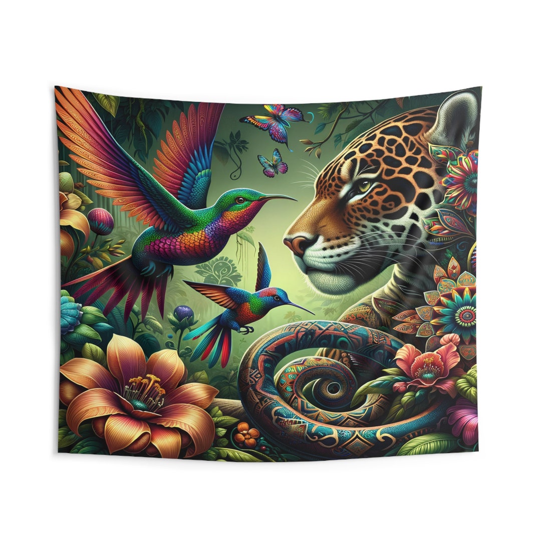 Tapestry - Hummingbird Jaguar | Psychedelic Art | Spiritual Gift | Wall ...