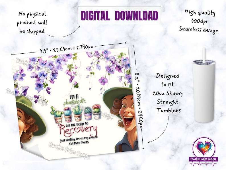 Plantaholic Recovery Sublimation Design, 20oz Skinny Tumbler, Indoor ...