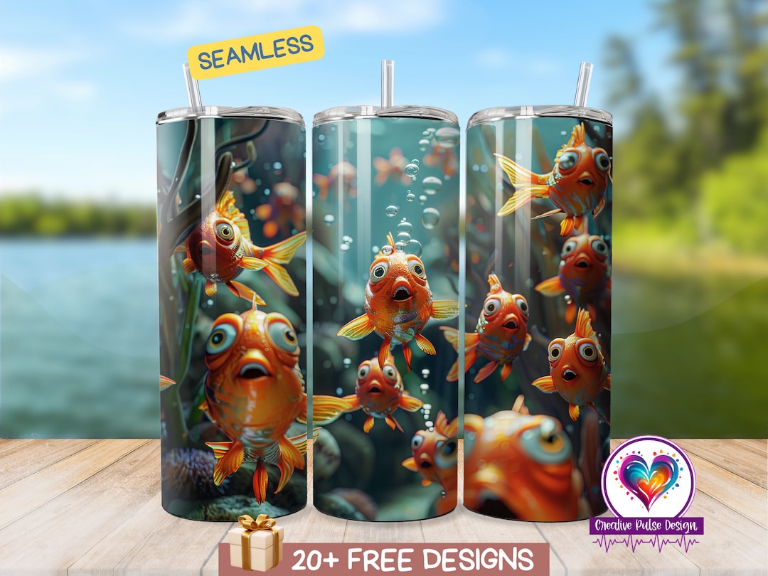 Goldfish Aquarium Tumbler Wrap, 20 Oz Skinny Sublimation Tumbler, Cute ...