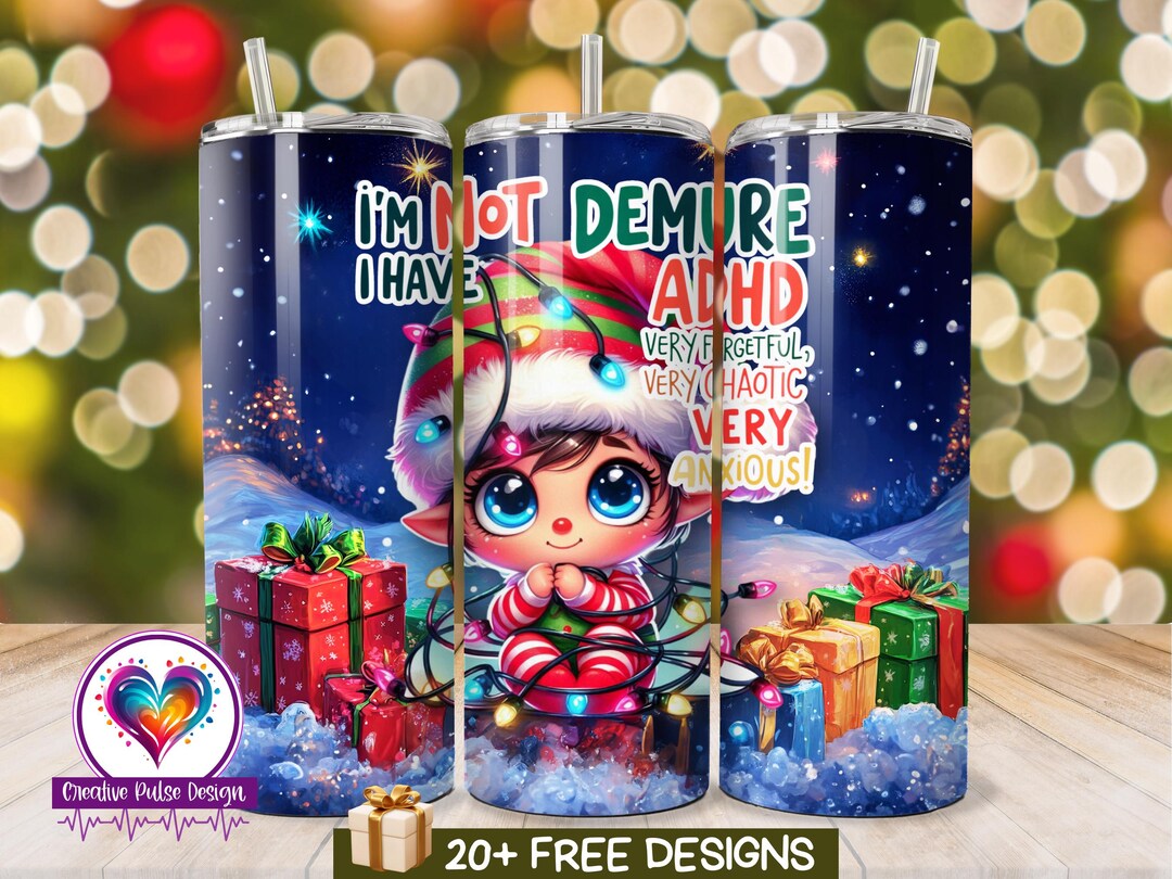 Demure Tumbler Wrap Design, 20 Oz Skinny Tumbler Instant Download PNG ...