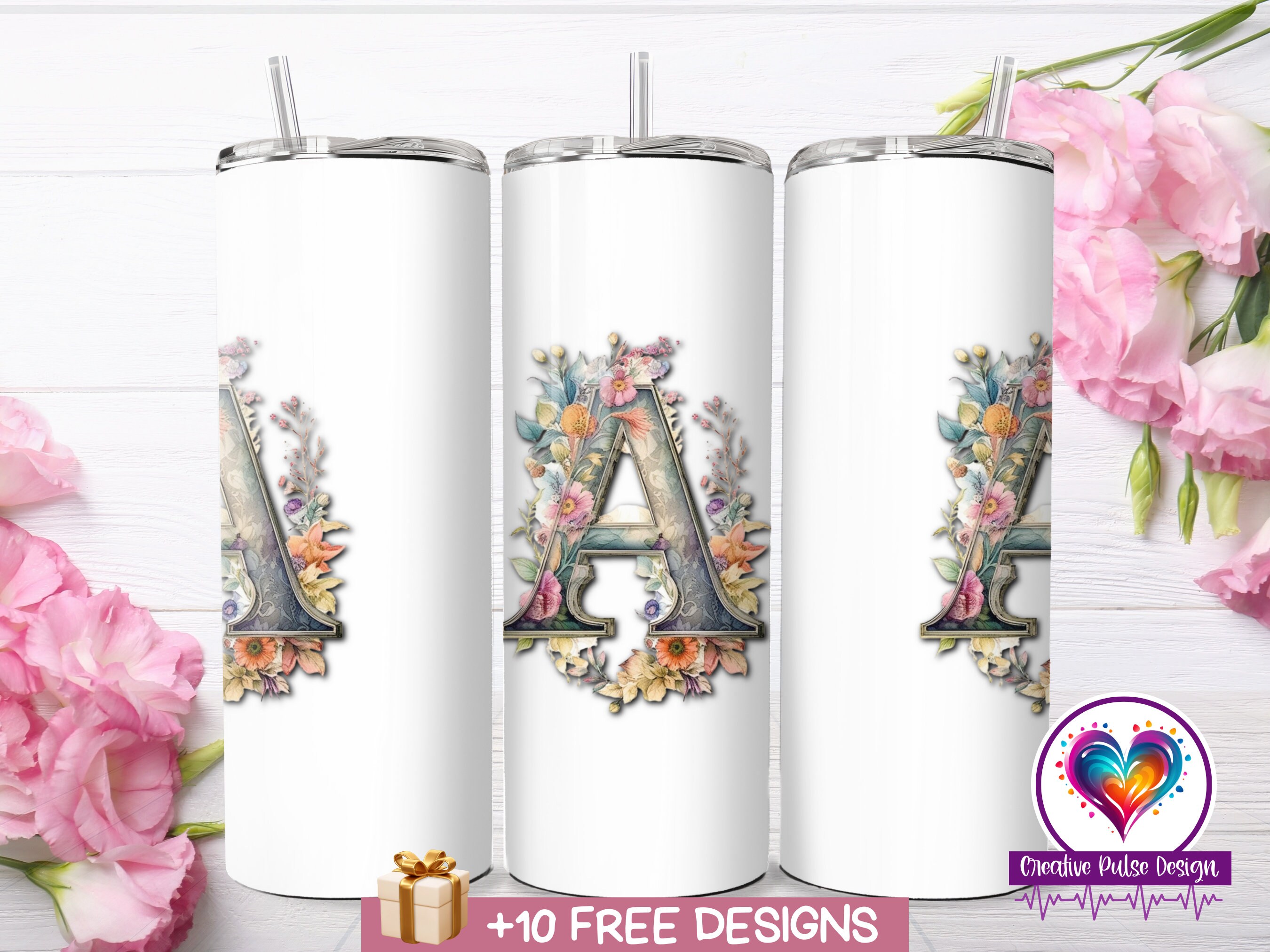Personalized Floral Tumbler, Custom Wildflower Print, Initial Tumbler ...