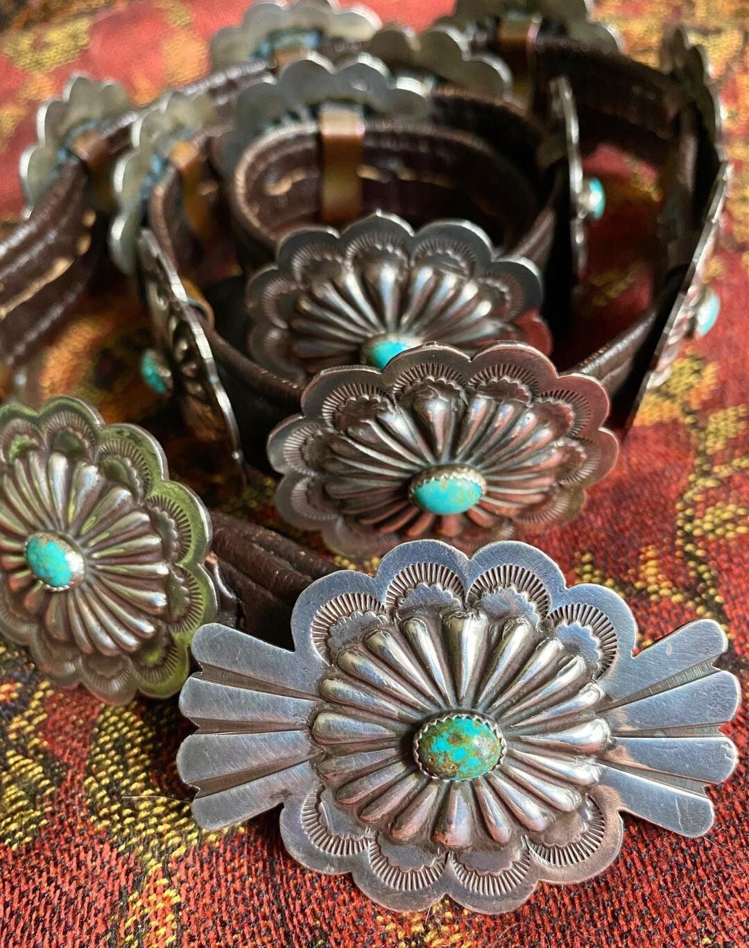Spectacular Vintage 1970s Navajo diné Concha Belt Silver, Turquoise ...