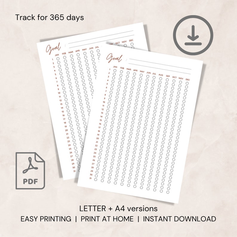 Goal Tracker, Printable Habit Tracker, Yearly Planner - Etsy