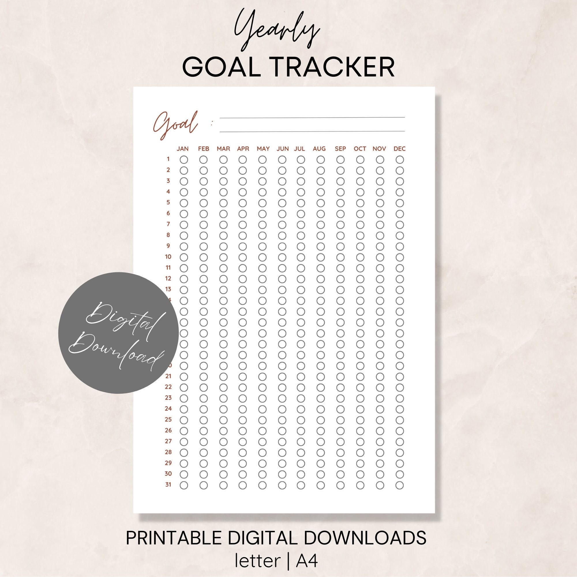 Goal Tracker, Printable Habit Tracker, Yearly Planner - Etsy Canada
