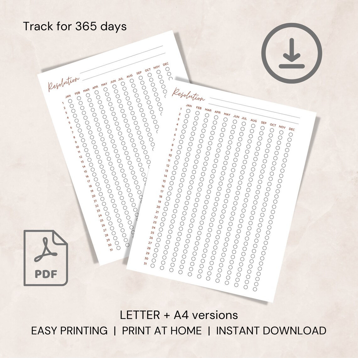 Resolution Tracker, Printable Annual Goal Tracker, Yearly Planner - Etsy