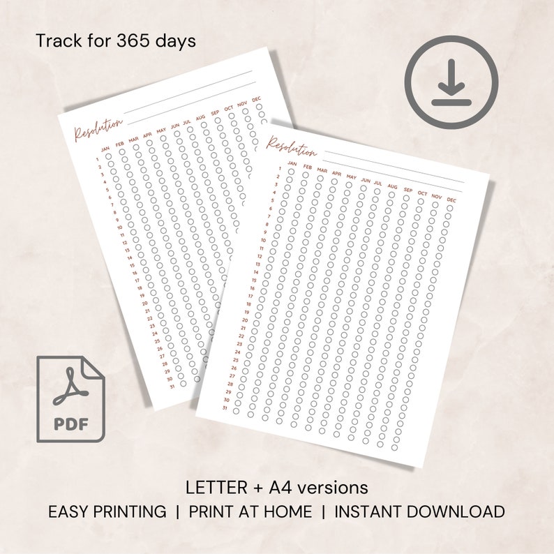 Resolution Tracker, Printable Annual Goal Tracker, Yearly Planner - Etsy