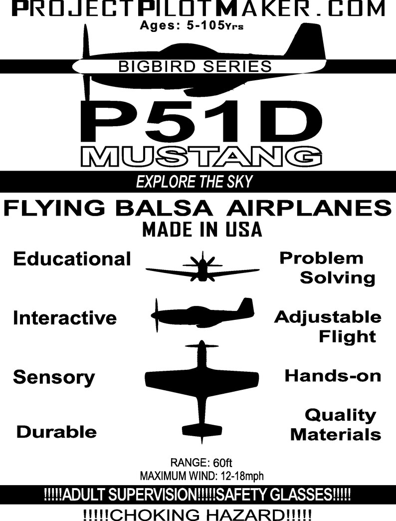 P51 Mustang Flyable Model Durable Wood Airplane Kit - Etsy