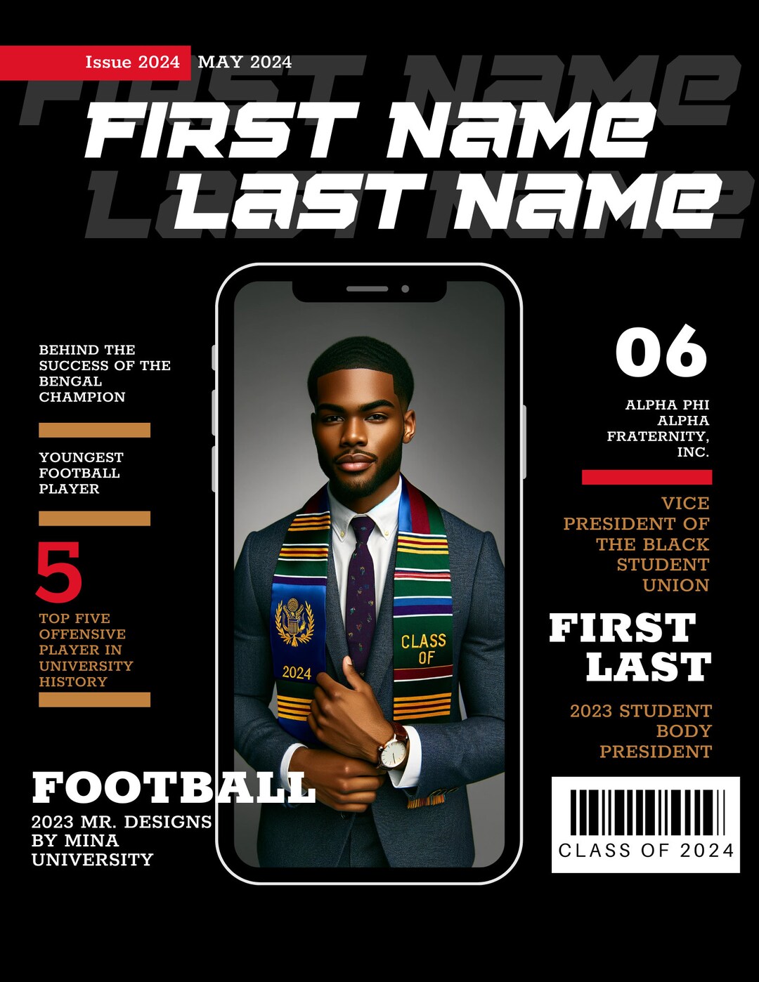 Editable Class of 2024 Magazine Template, Senior Graduation, Magazine ...