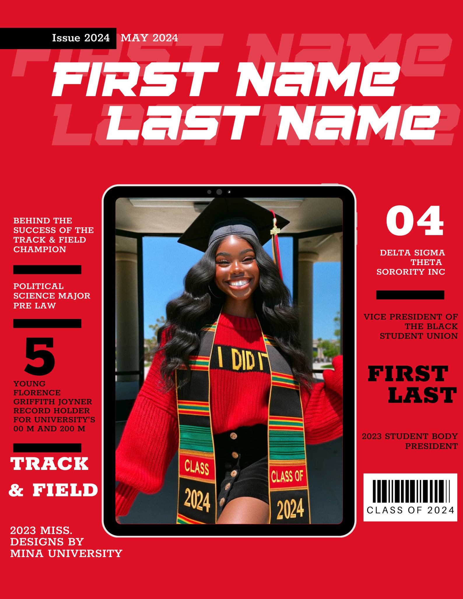 Editable Class of 2024 Magazine Template, Senior Graduation, Magazine ...