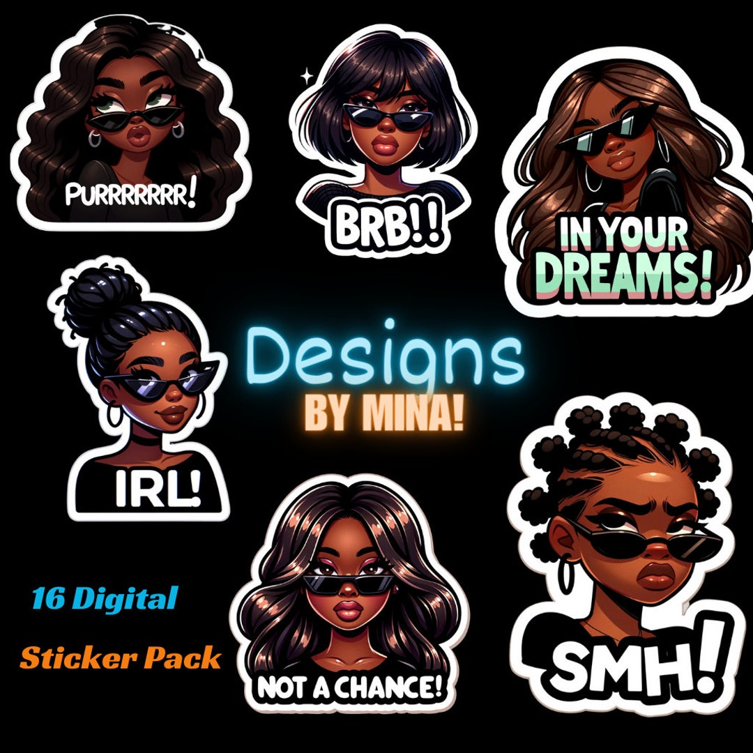 African American Shady of Sass Sticker Pack Bz Black Girl - Etsy