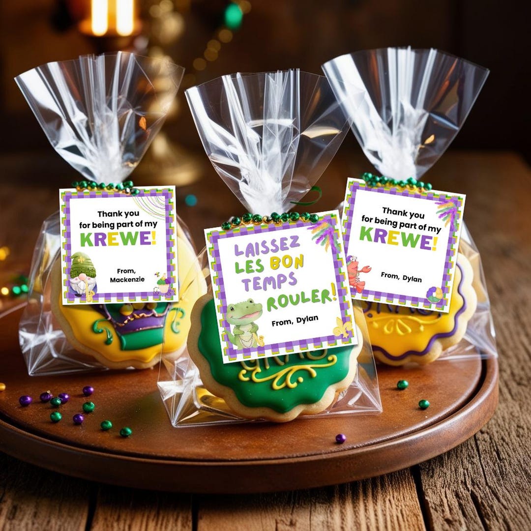 Editable Mardi Gras Gift Tags – Party Favor Treat Bag Designs (digital ...