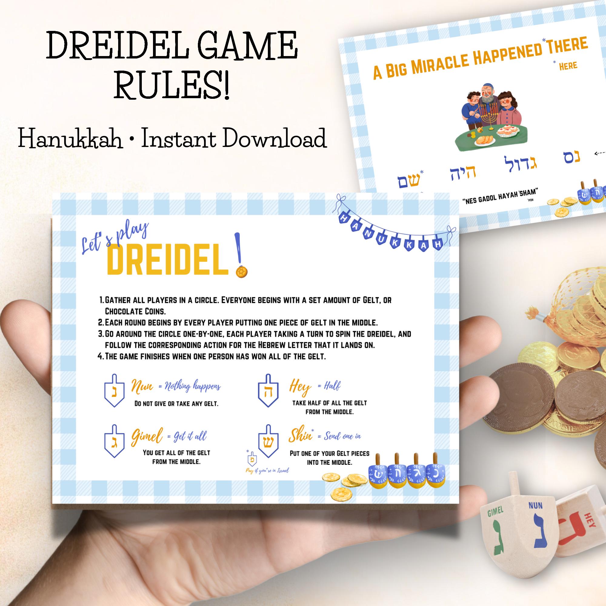Dreidel Game Rules Printable, Instant Download PDF, Hanukkah Family ...